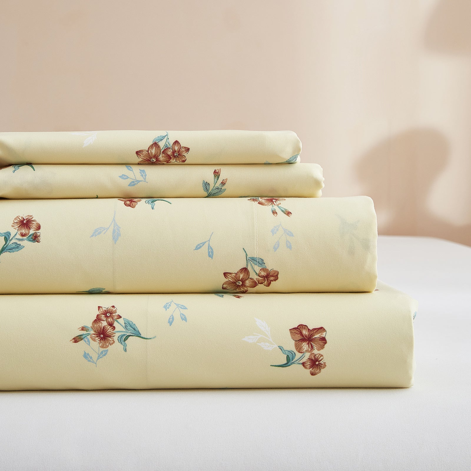 AMWAN Luxury Soft Queen Sheets Set - Vintage Floral Sheets Pink Coolin ...